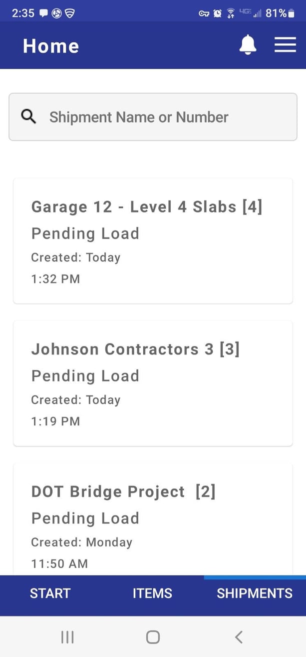 How do I complete shipments using the Mobile App?